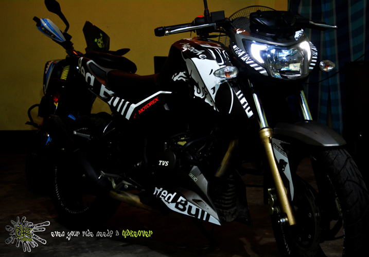TVS APACHE RTR 200/160 4v Custom Decals Wrap Stickers REDBULL Edition ...