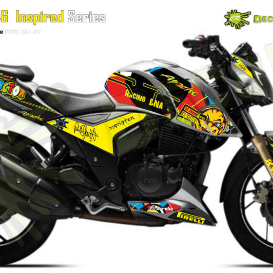 TVS APACHE RTR 200/160 4v Custom Decals Wrap Stickers REDBULL Edition ...