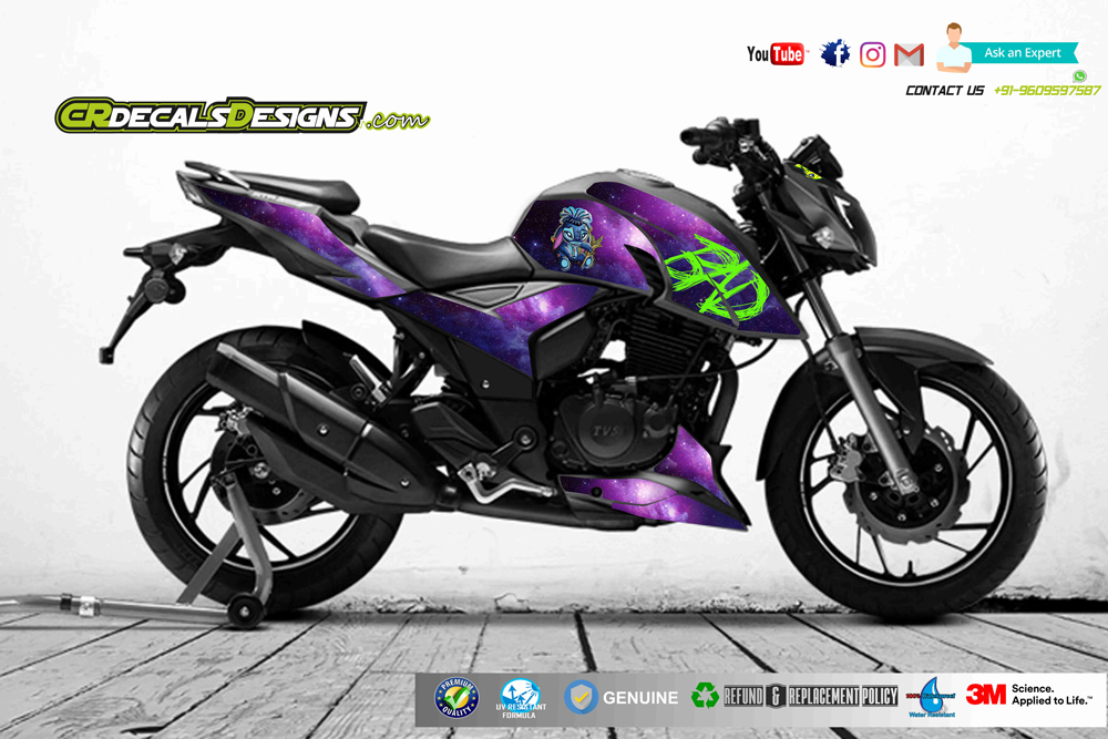 TVS APACHE RTR 200/160 4v Custom Decals Wrap Stickers GALAXY Edition ...