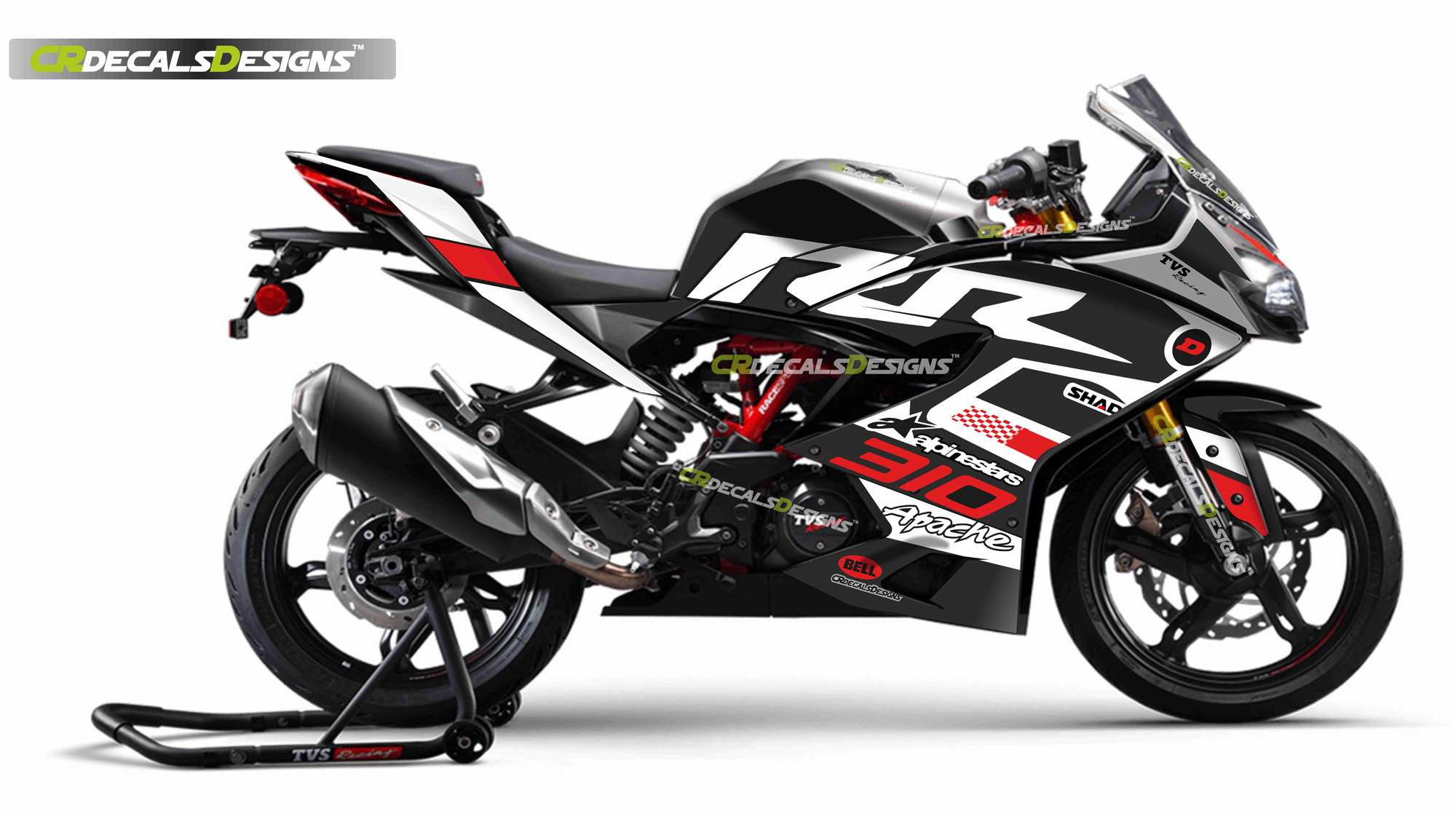 TVS APACHE RR310 Custom Decals/ Wrap/ Stickers 310 OFFICIAL Kit – CR ...